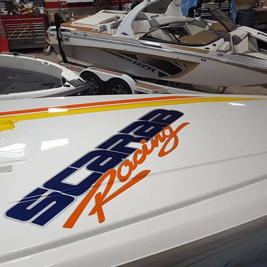 Custom Boat Decals and Striping by Hassis Paintworks